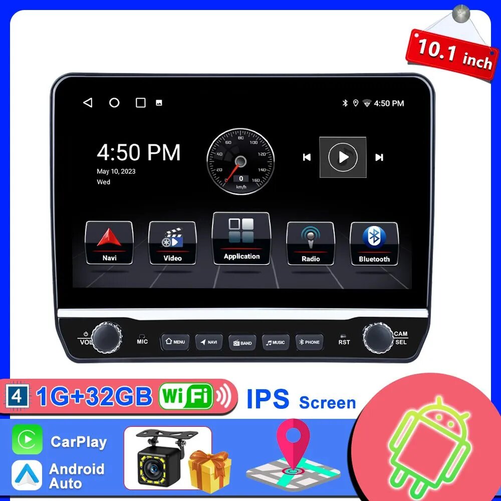 X-REAKO Автомагнитола, диагональ: 10", 2 DIN, 1ГБ/32ГБ