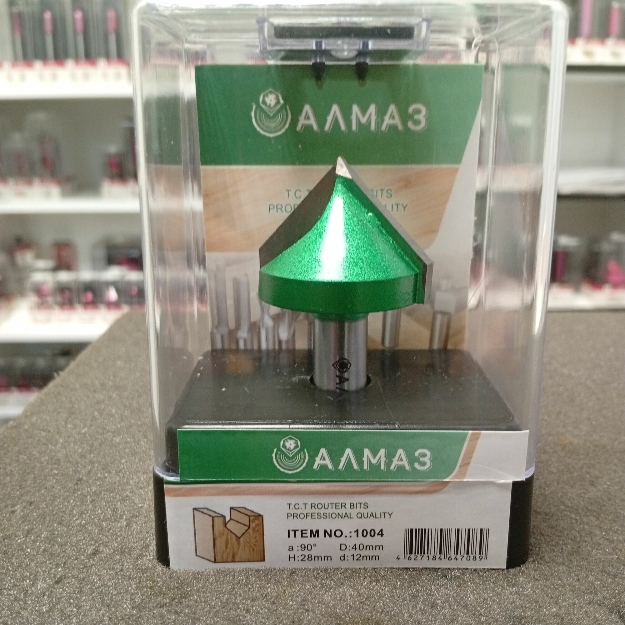 Фреза V образная 90 градусов Алмаз 1004 Пазовая V обр D:40mm I:28mm d:12mm