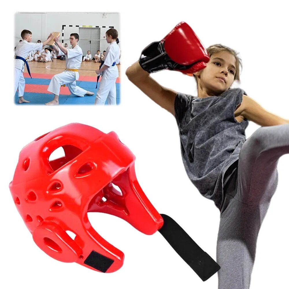 Шлем для тхэквондо из ПУ, размер M, красный, для детей, защита головы