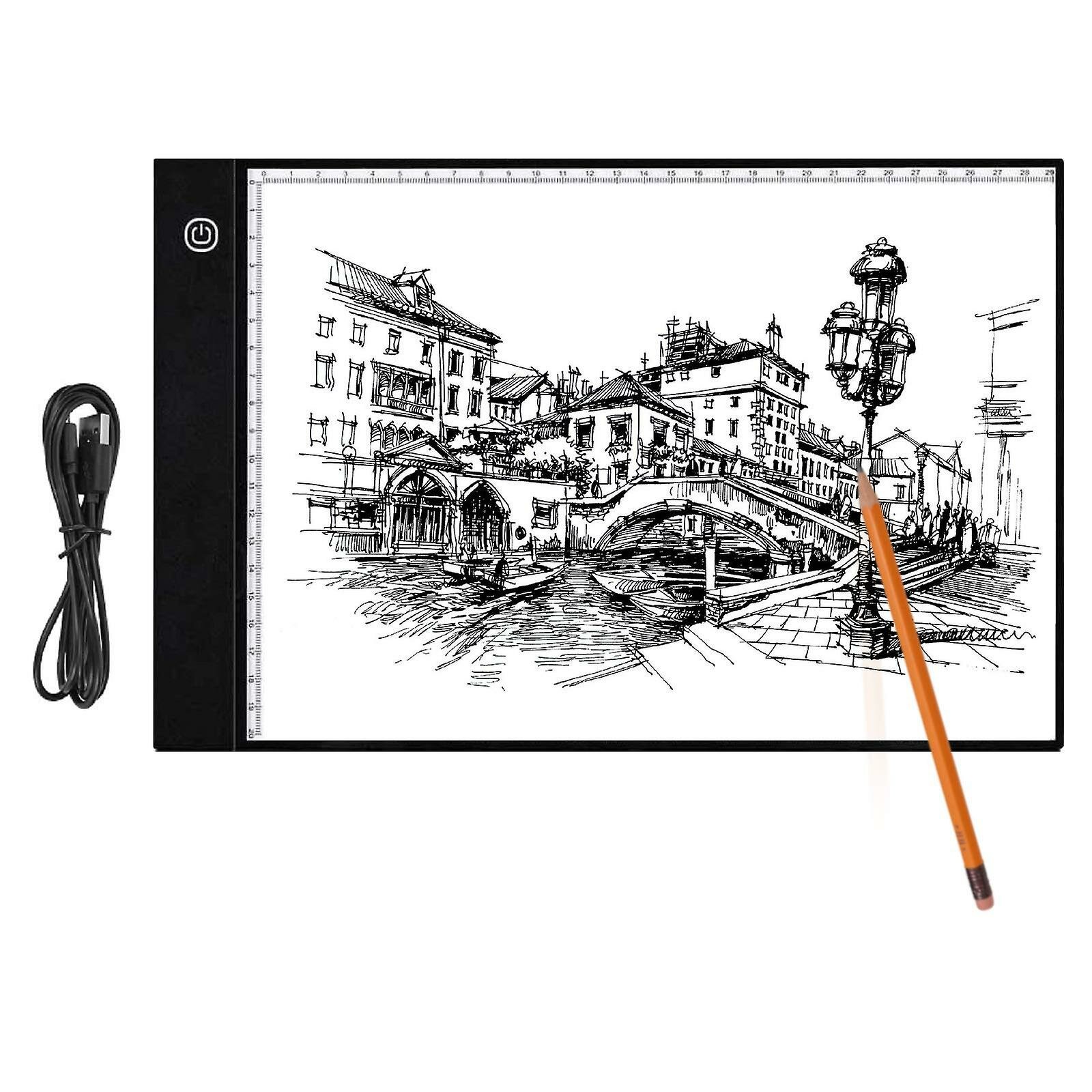 A4 светодиодная коробка копия доски цифровой рисунка подложка изображение копия планшет USB кабель (черный)