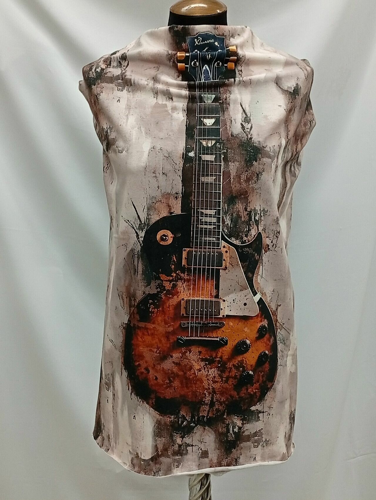 Трикотаж кулирка с лайкрой купон "Электро-гитара", ткань для шитья, высота купона 78 см, ширина 180 см