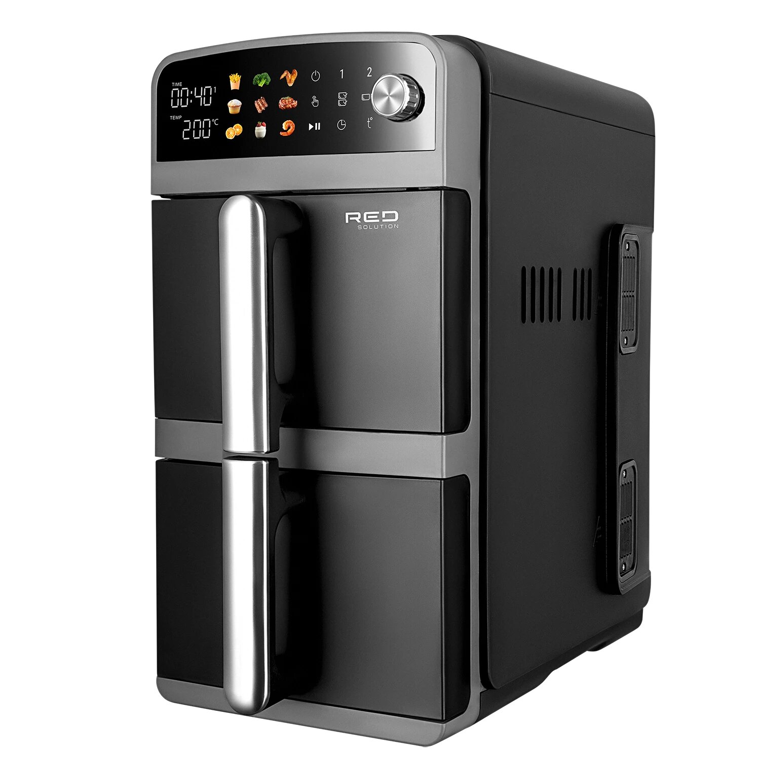 Аэрогриль RED Solution TWIN W255, мощность 2400Вт, чёрный, 9 программ