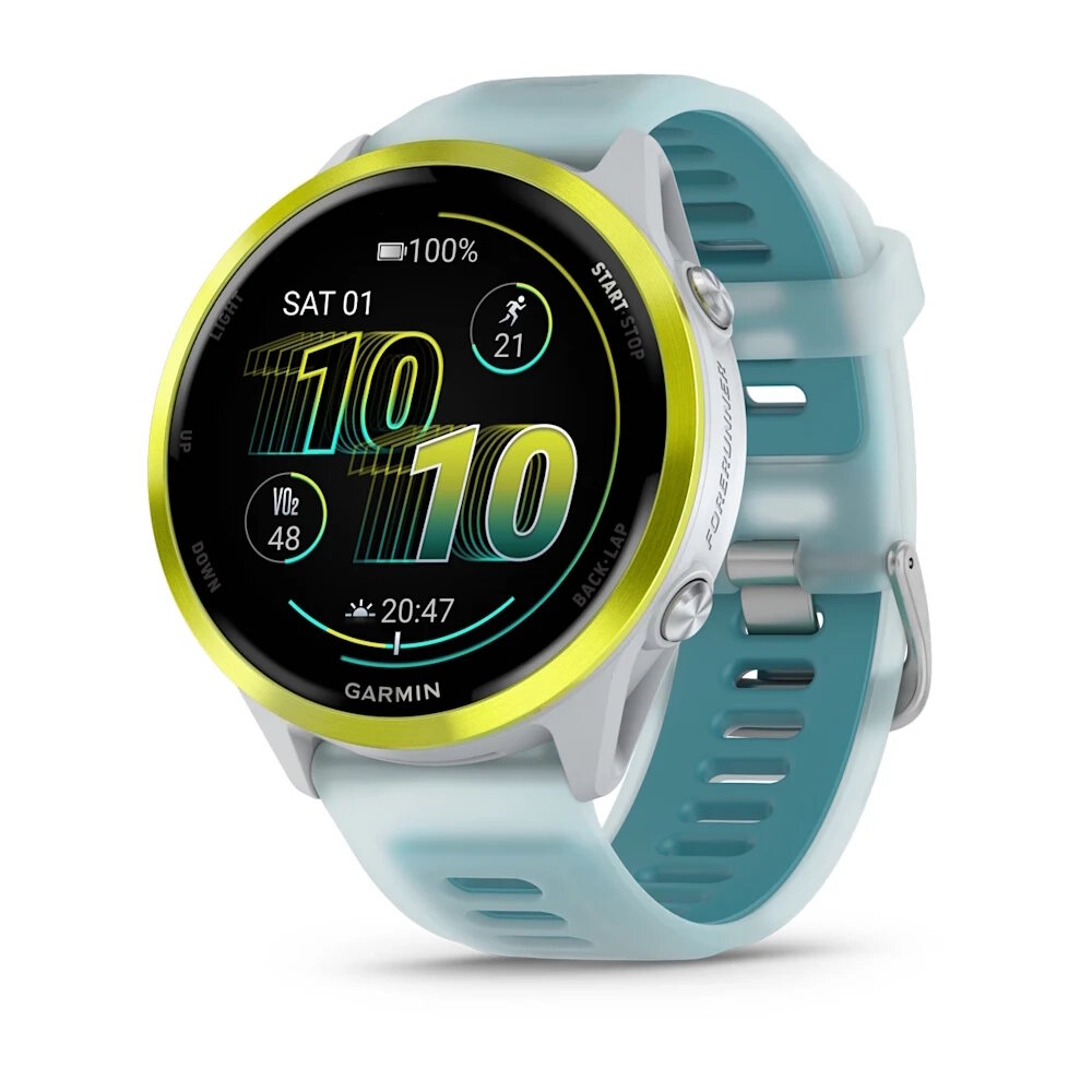 Умные часы Garmin Forerunner 570 47mm Amp Yellow Aluminium with Translucent Whitestone/Turquoise Band (010-02971-01)