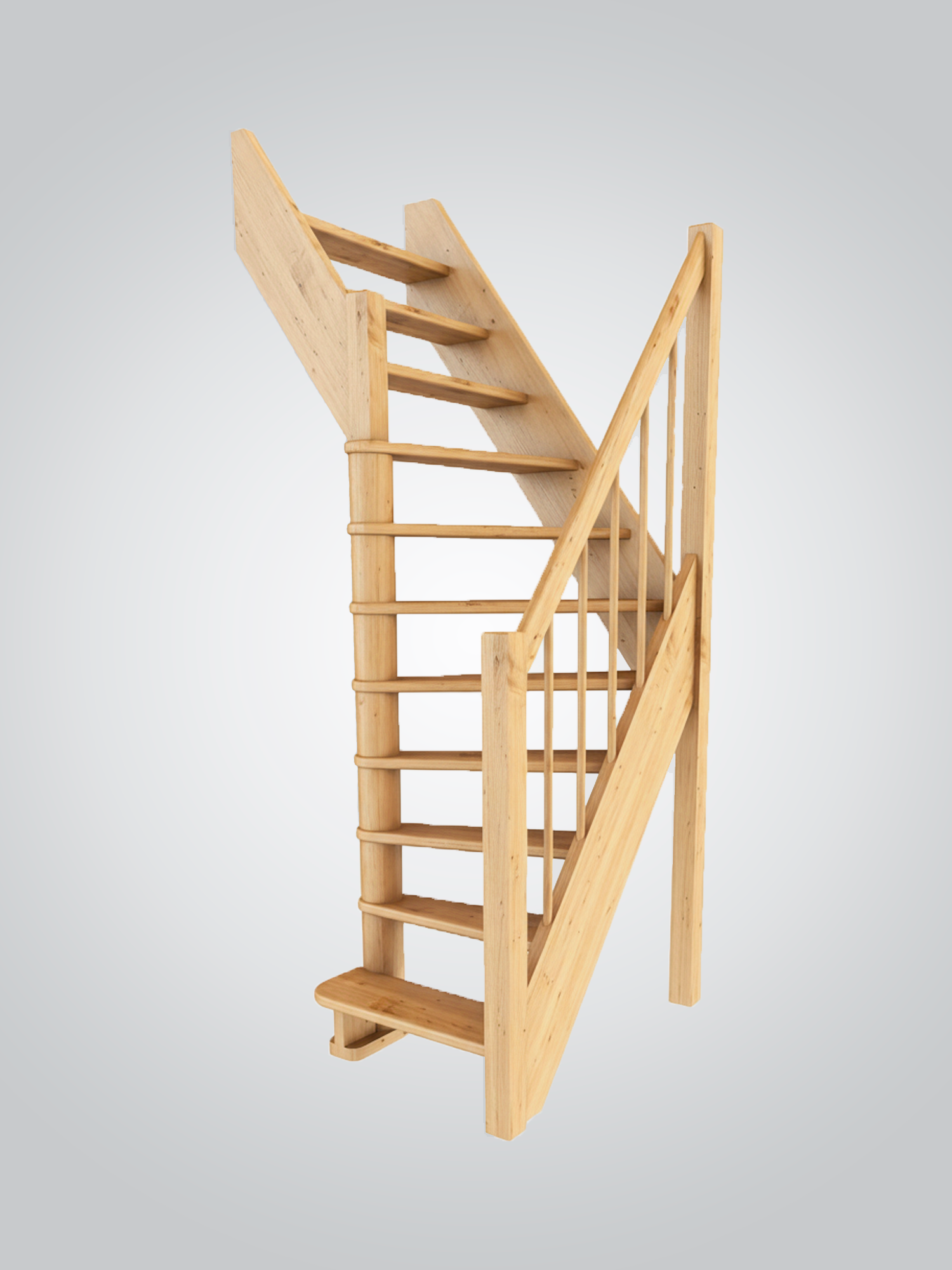 Лестница на второй этаж ЛС-91м Левая, Базовая, под покраску