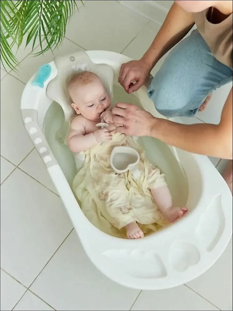 34005, Ванночка для купания новорожденных "Bath Comfort", 40л, ванна с горкой, детская ванночка с ковшом