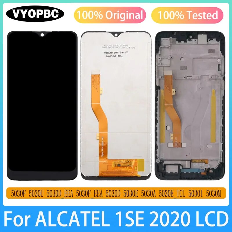 2020 Оригинальный ЖК-дисплей с рамкой для ALCATEL 1SE, дигитайзер в сборе, запасные части для ремонта, экран 5030F 5030U 5030D LCD With Frame