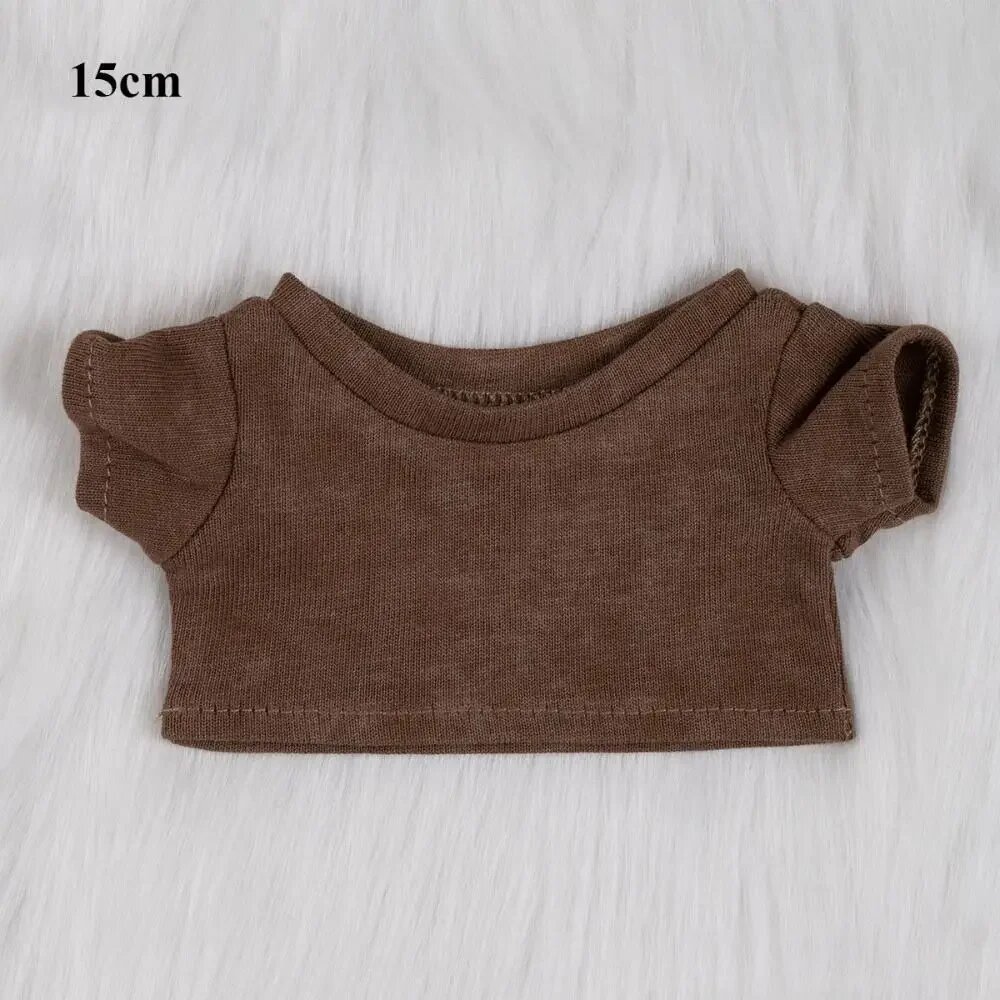 Хлопковые футболки для кукол 10/15/20 см Коричневый, Coffee-15cm-Style 1