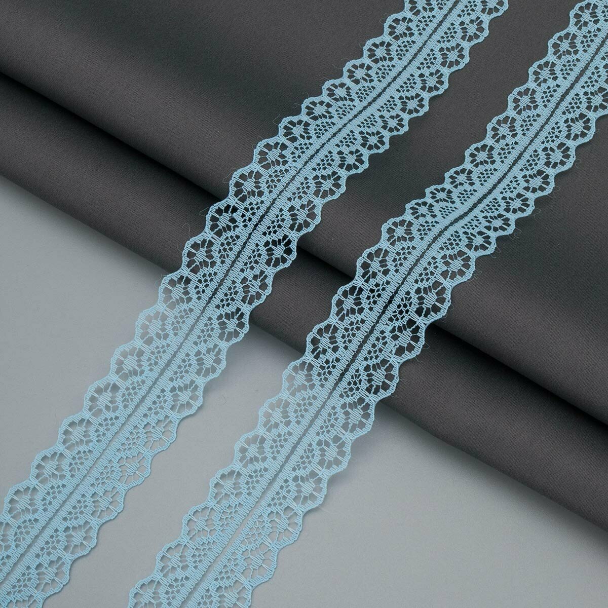 Кружево капроновое для шитья и рукоделия, цвет голубой, 3 см х 13,72 м