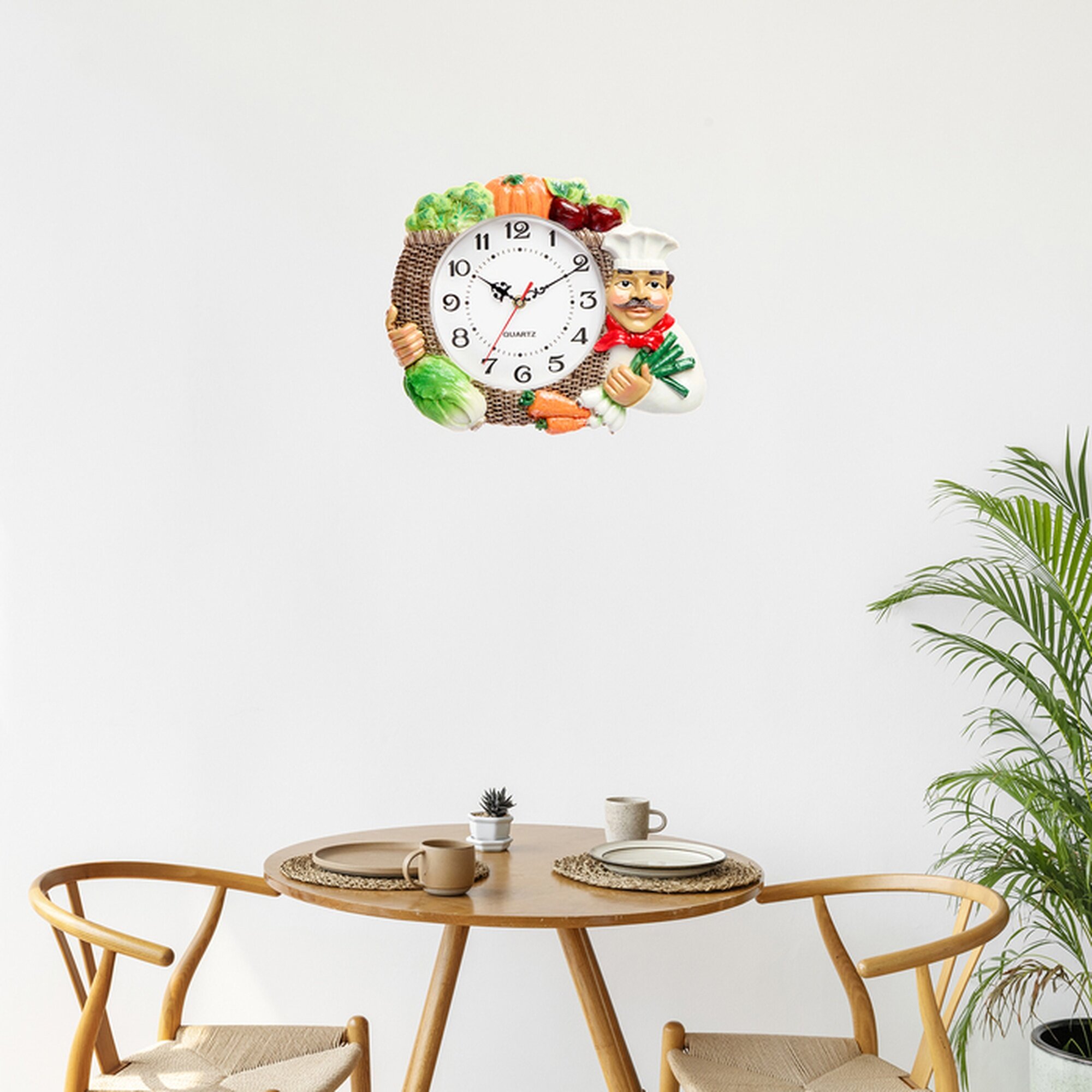Часы настенные, для кухни «Овощи», плавный ход, d-17 см, 27×34 см 5165277