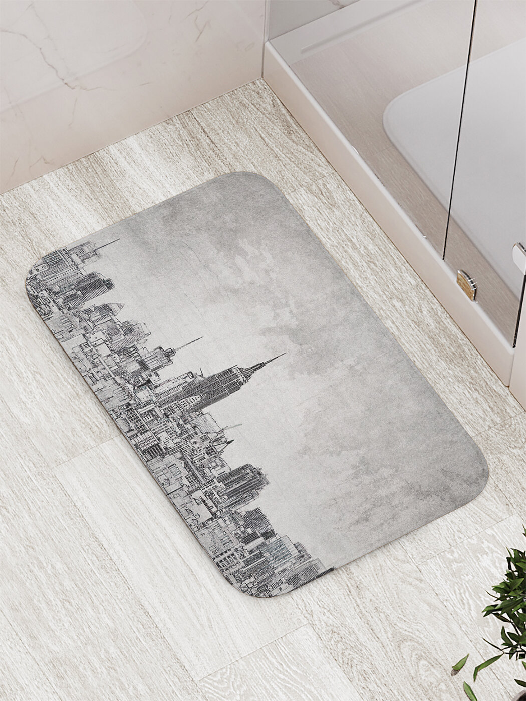 Коврик для ванной комнаты, туалета "Растущие небоскребы" противоскользящий, 52х77 см, JoyArty