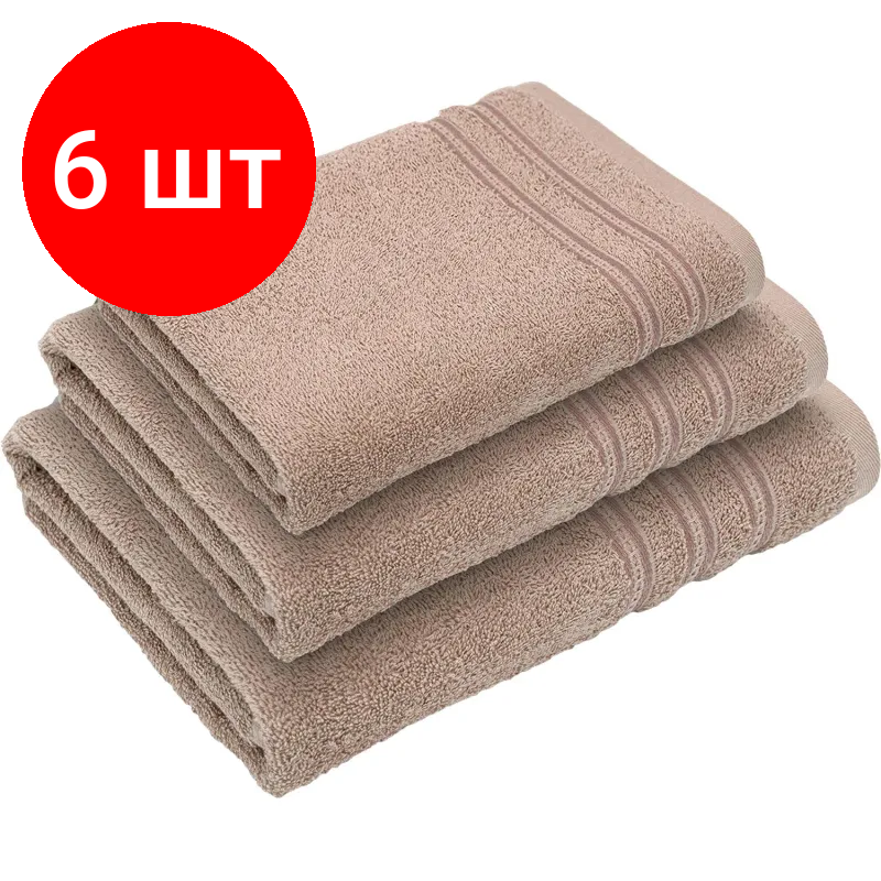 Комплект 6 упаковок, Набор полотенец УЗБ Страйп,(30х50+50х70+70х120) роз,162161