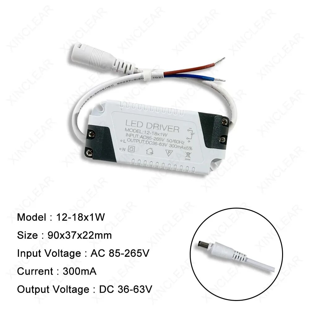 LED драйвер 12-18x1W AC85-265V 300mA