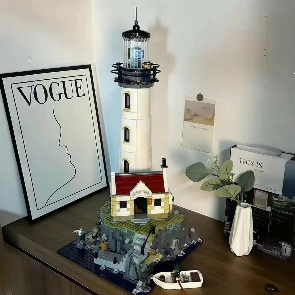 Электрическая модель светового маяка в 3D, подходящая для мальчиков и девочек, подарок на день рождения, настольный декор, оснащённая подсветкой, 869 микрочастиц, подходит для детей от 6 лет.