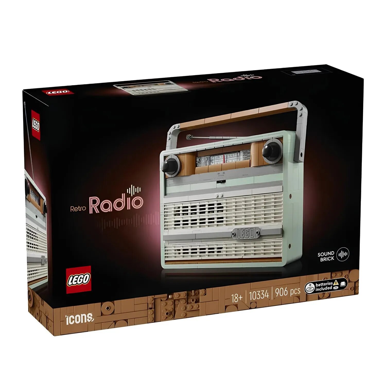 Конструктор LEGO Коллекционный набор 10334 Ретро-радио (со звуковым сопровождением), 906 дет.