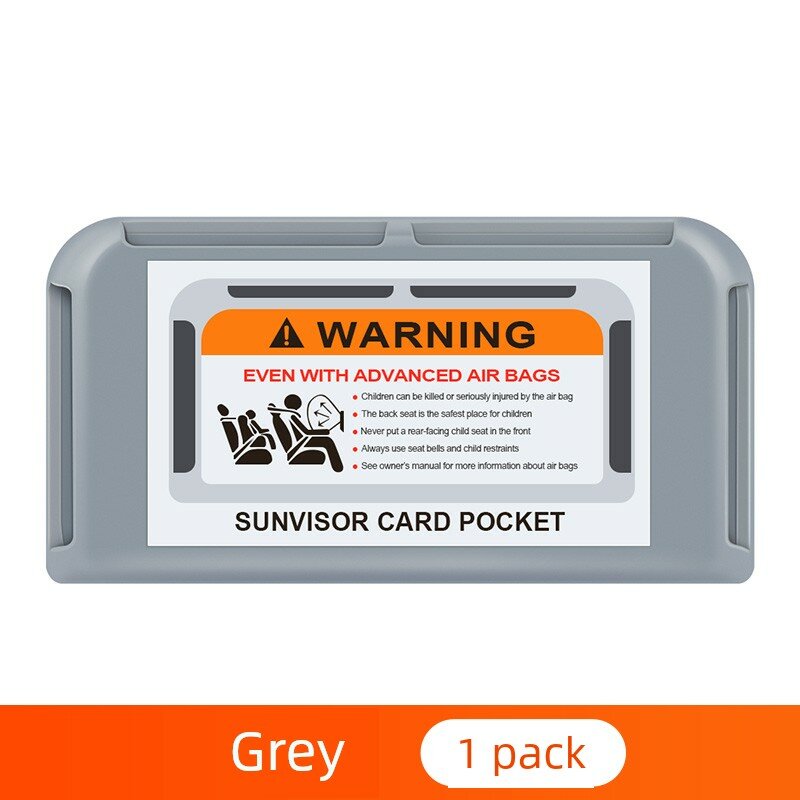Автомобильный адгезивный держатель для карт на солнцезащитный козырек — серый, 1 слот для хранения в салоне
