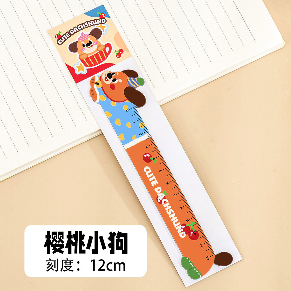 Магнитная линейка для щенка таксы, канцелярские принадлежности для учеников начальной школы, подарок за учебу, маленький подарок для детей, нерегулярная линейка