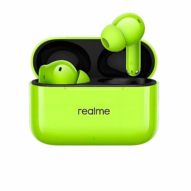 Realme Наушники беспроводные с микрофоном realme Buds T200, Bluetooth, USB Type-C, темно-зеленый