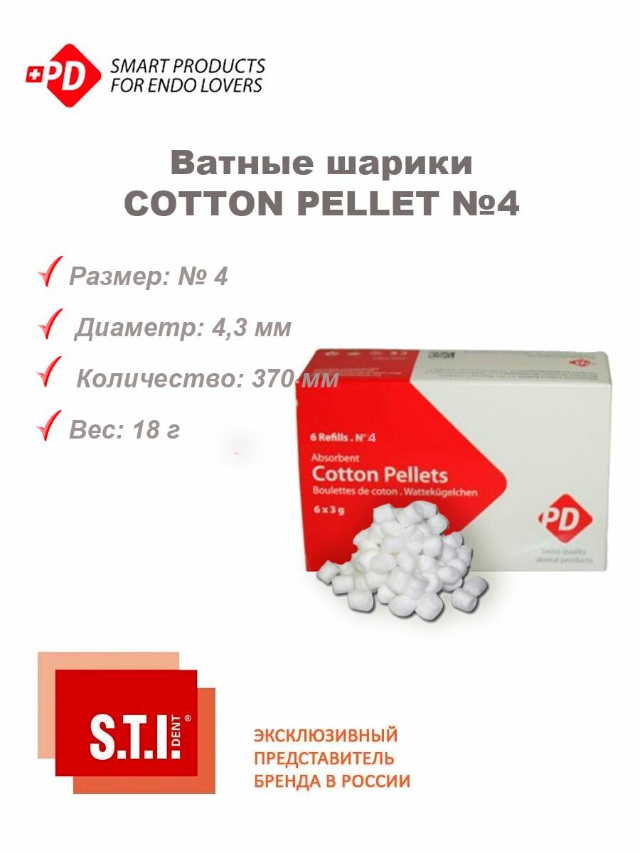 Ватные шарики Cotton pellet (Коттон Пеллет)размер №4 для стоматологии , хлопок