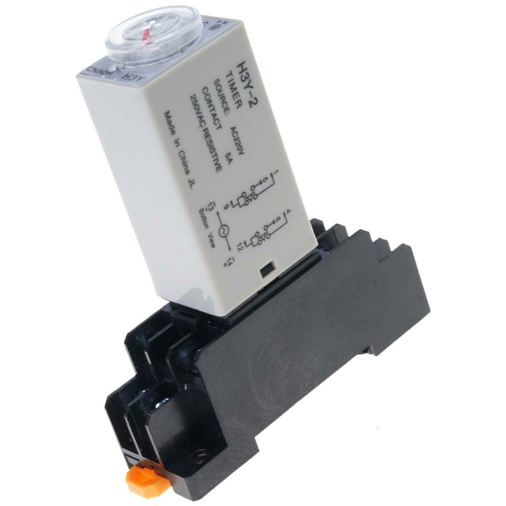 Реле времени с поворотным регулятором и розеткой, 220V