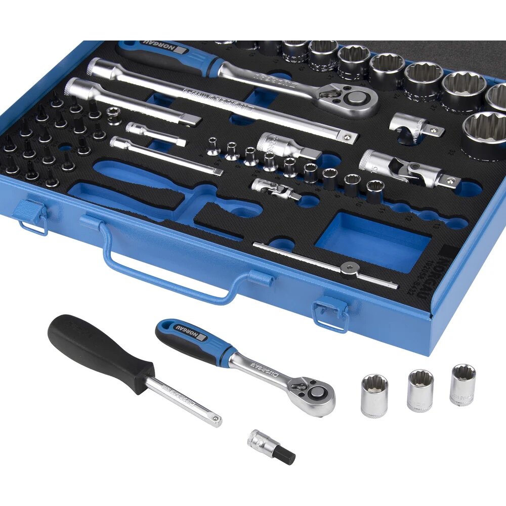 NORGAU Набор головок торцевых 12-гранных 1/2"-1/4", 58 предметов с аксессуарами, тип ND192058-S432, 063792432