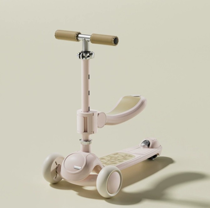 Самокат-беговел "s's's's" 2в1, розовый, складной, с сиденьем, полиуретан, 3 колеса