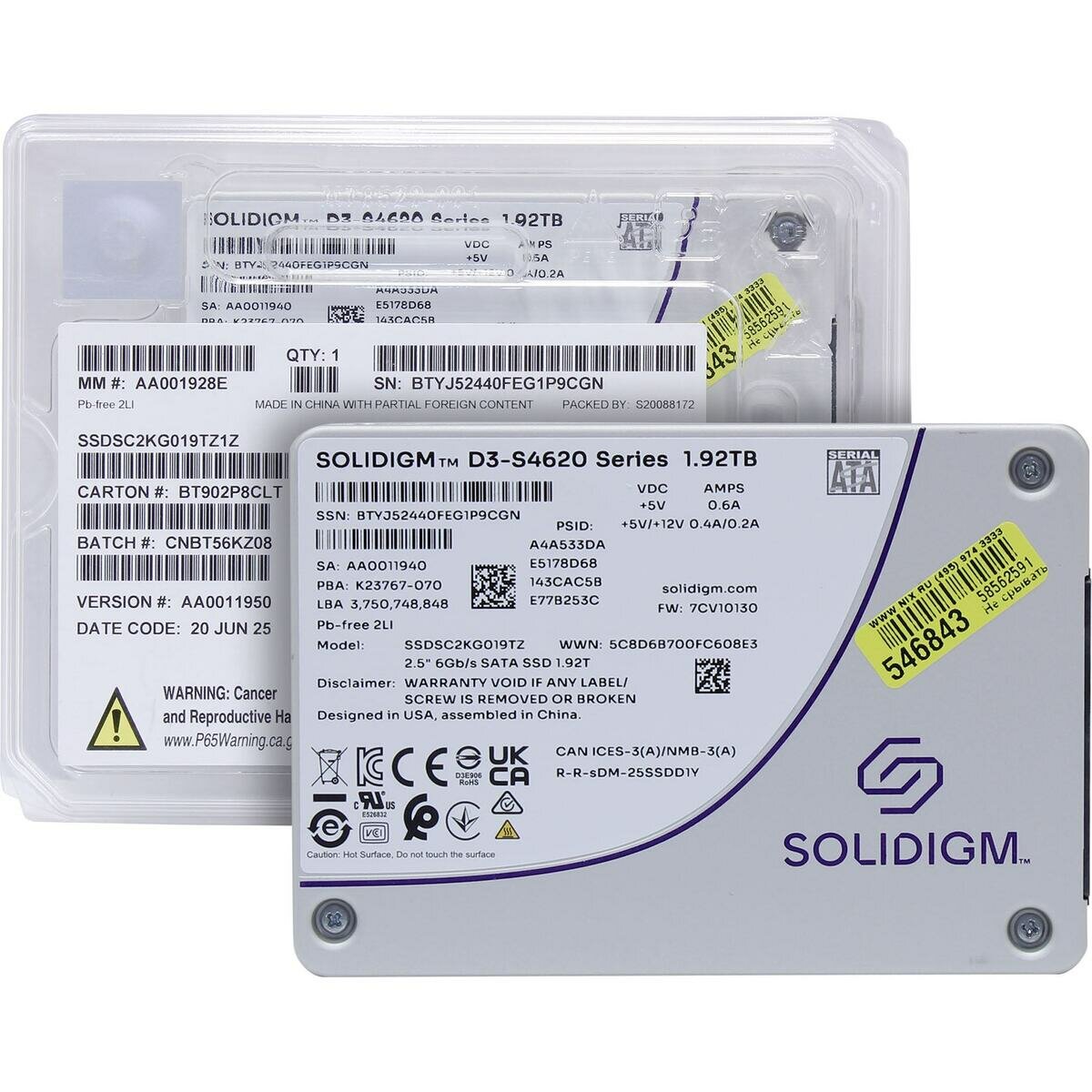 Intel/solidigm D3-S4620 SSDSC2KG019TZ01