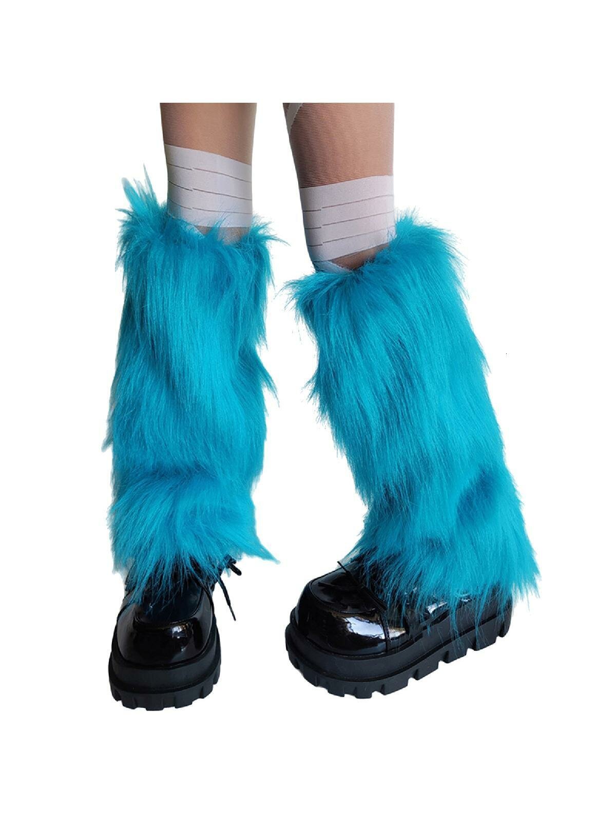 Синие пушистые наколенники для женщин, Голубое озеро - 25