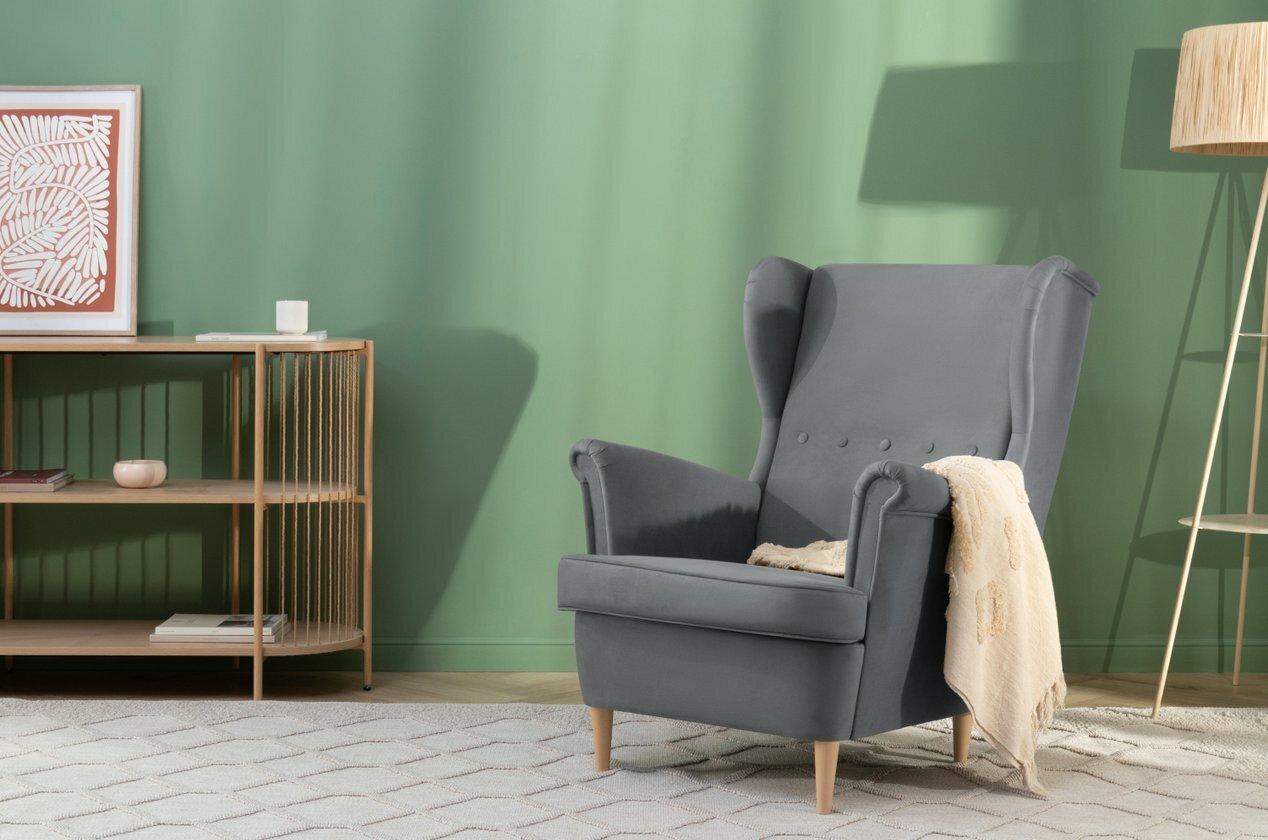 Кресло в гостиную мягкое Divan.ru Дженкс Velvet Grey, серый, велюр, с подлокотниками