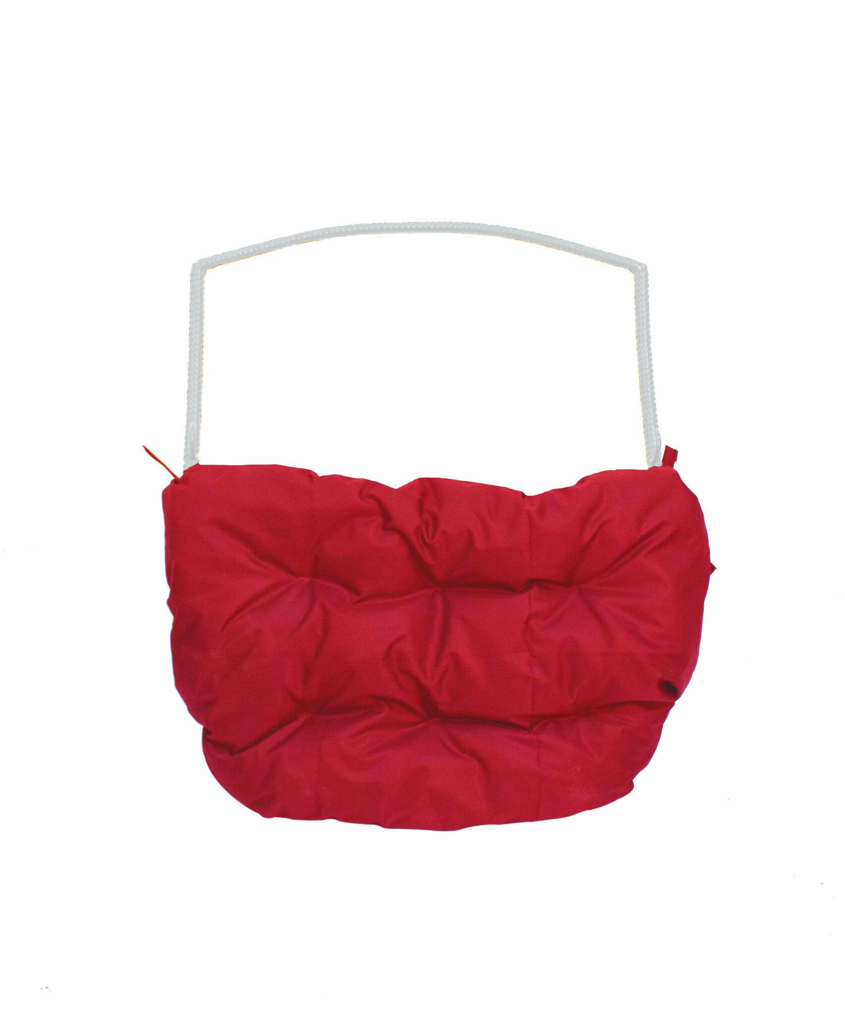 Подставка для ног на кресло подвесное для двоих, с ротангом белое, красная подушка