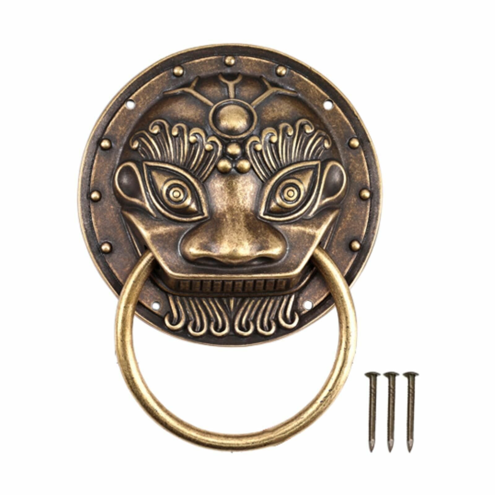 Декоративный дверной молоток с головой льва, фурнитура, ручка для дверей, для офиса и дома, 3 дюйма, латунь