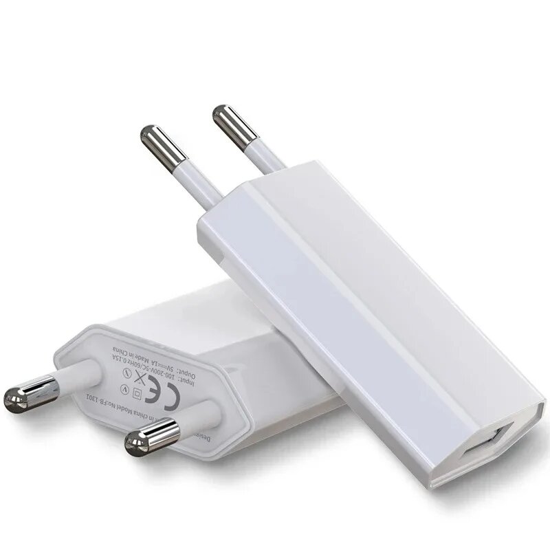 IPhone 6 7 8 plus x xr 11 12 13 14 1-5 ПК 5V 1A Европейский AC для домашних путешествий USB настенное зарядное устройство 10pcs