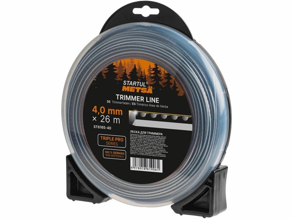 Леска для триммера d 4 мм х 26 м зубчатый сечение квадрат TRIPLE PRO STARTUL METSA (ST6165-40)