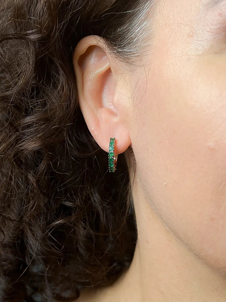 Серьги, красное золото, 375 проба, изумруд