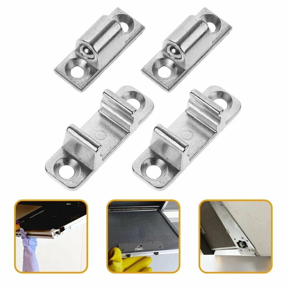 Защёлки из нержавеющей стали для стеклянной панели кухонной вытяжки, универсальные, для монтажа и обслуживания, 4 штуки
