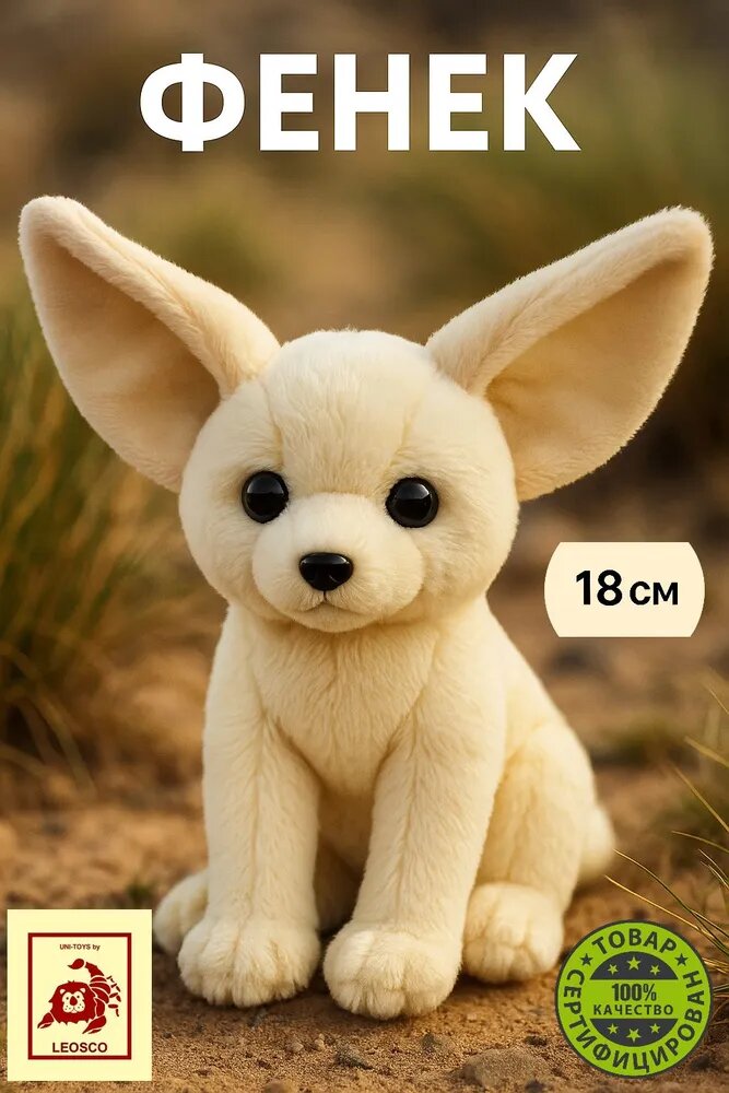 Мягкая игрушка Good Toys "Фенек", лисичка, плюш, высота 18 см