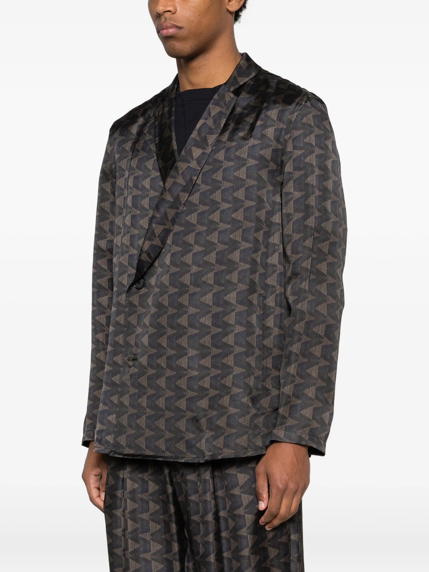 Пиджак GIORGIO ARMANI Geometric-patterned blazer, размер 50, black/black — фото 1