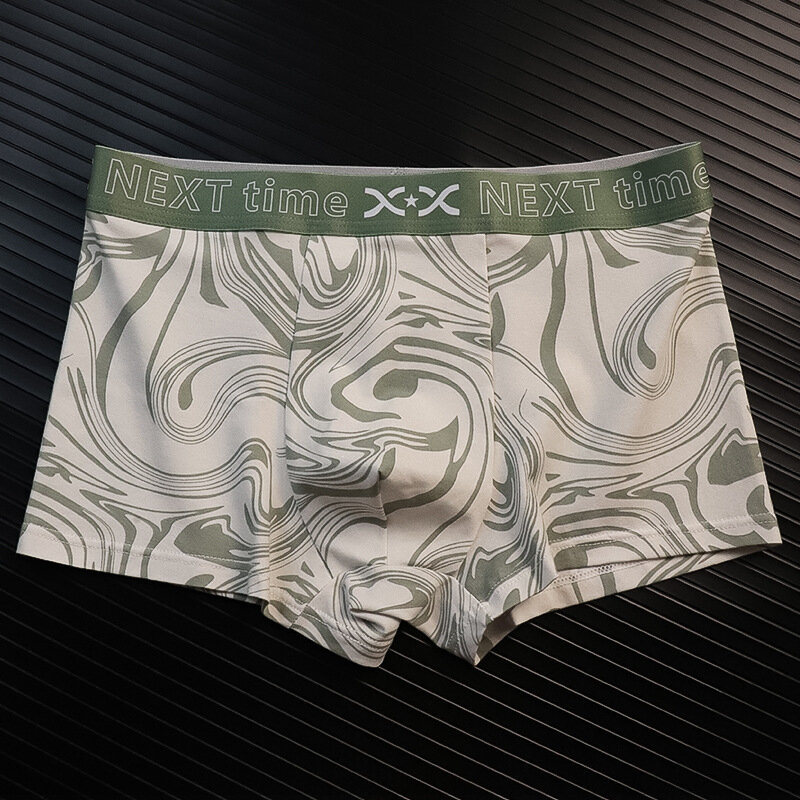 Новые мужские трусы с градиентным принтом, дышащие хлопковые, национальный тренд, молодежные боксеры, мужские трусы с четырьмя углами