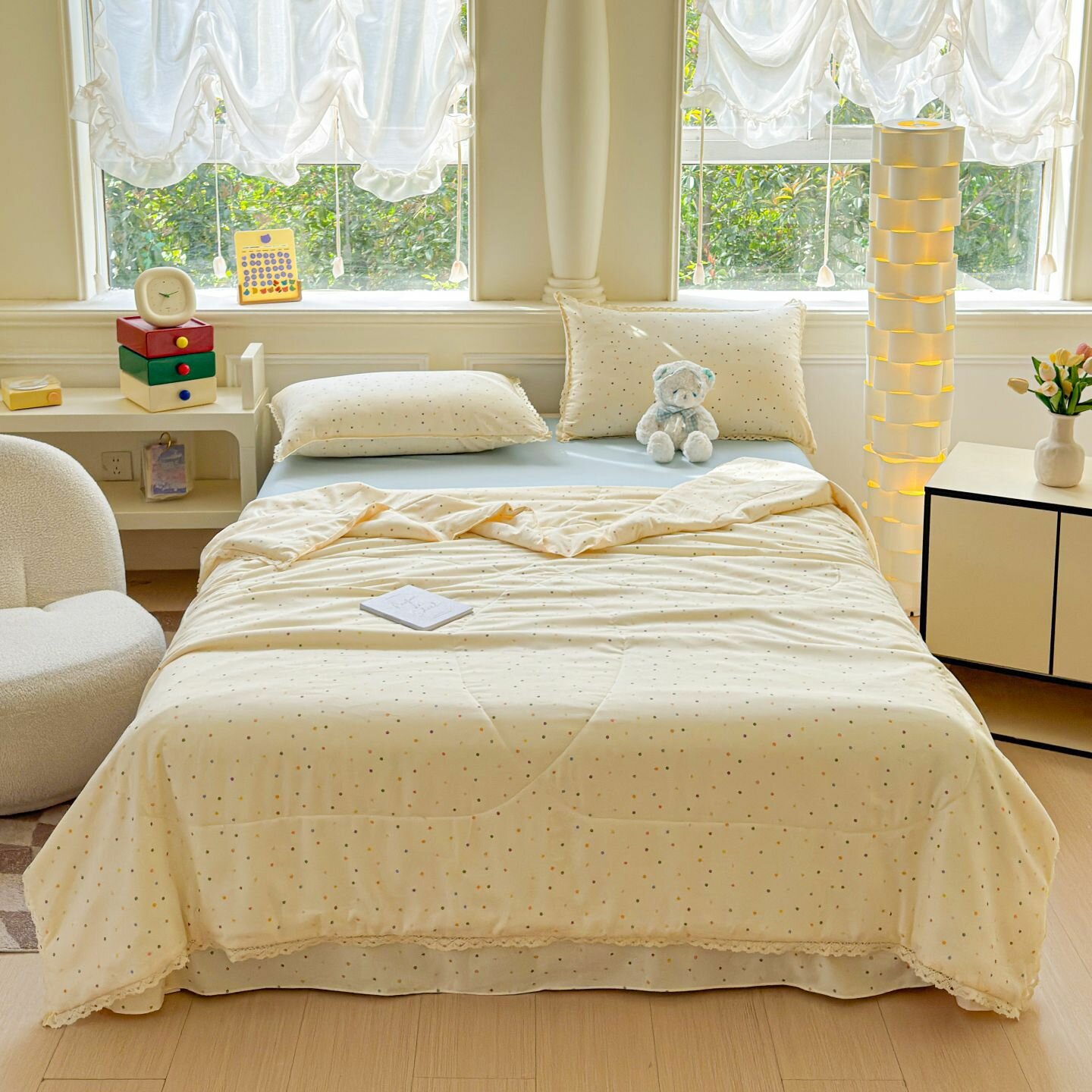 Набор из 4 предметов Cream Polka Dot летняя 200x230 см узорный домашний декор