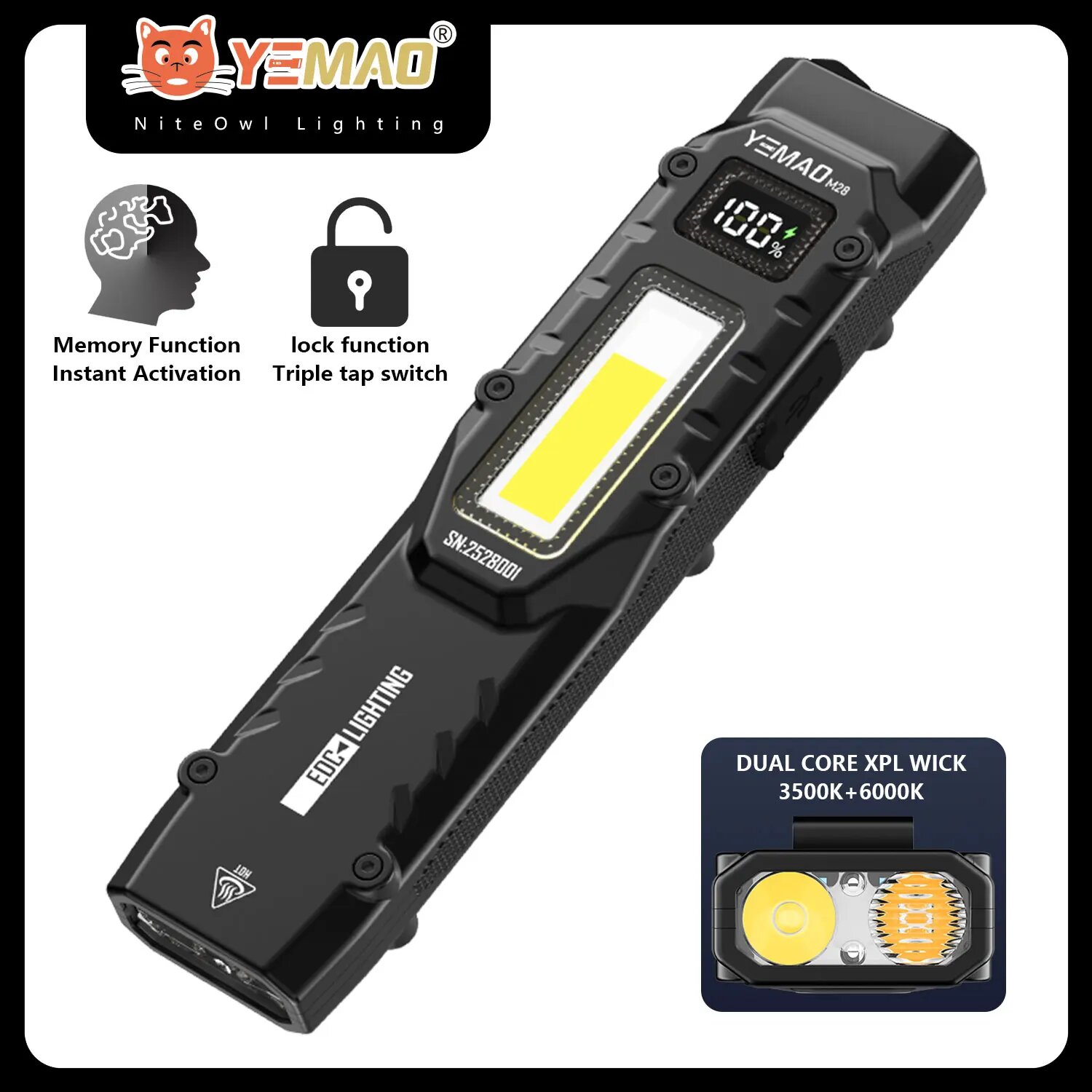 YEMAO DT007 тактический фонарик 1100 люмен YM-M28S black