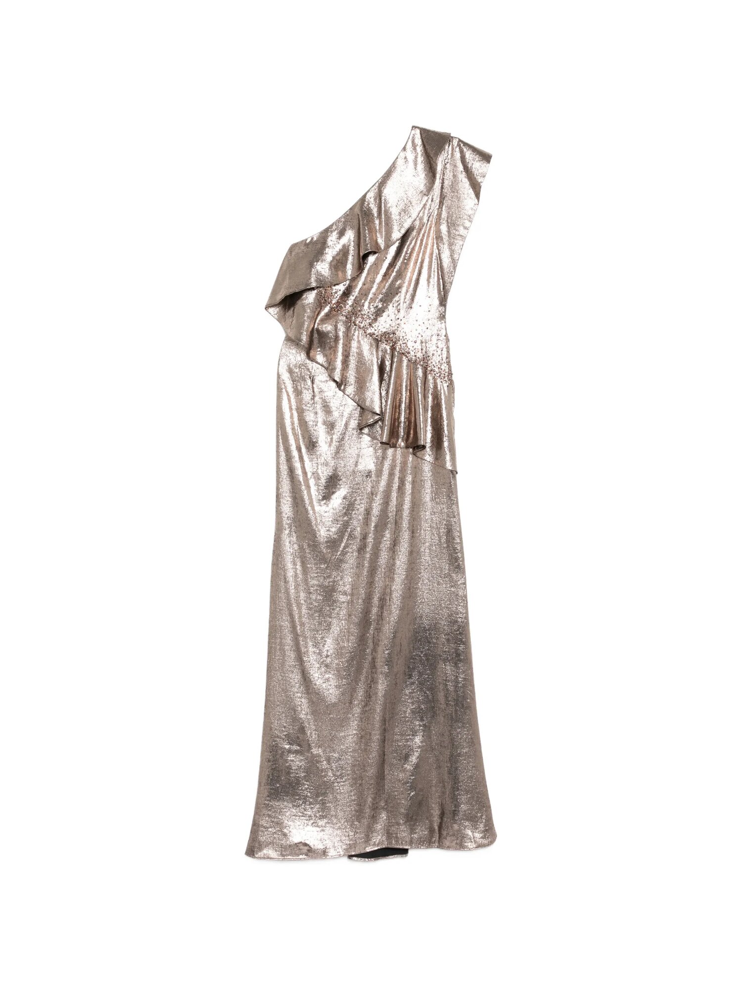 Платье Embellished one-shoulder lamé dress