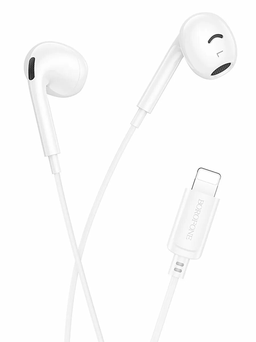 Наушники проводные с микрофоном Borofone BM96, Lightning, цвет белый