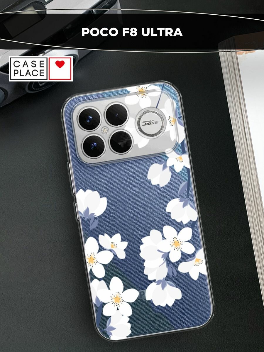 Чехол на Xiaomi Poco F8 Ultra / Сяоми Поко F8 Ультра с принтом Blooming flowers, прозрачный
