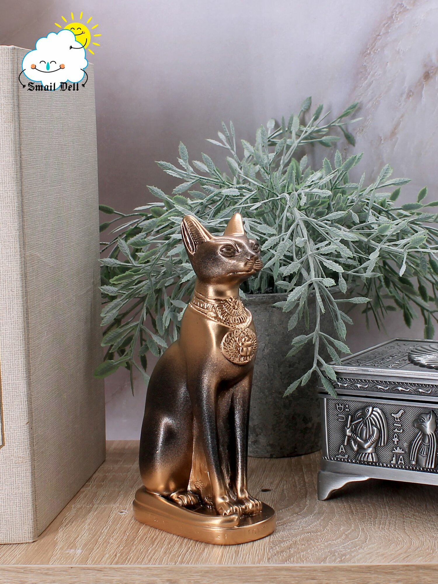 Статуэтка Кошка Египетская , 13,5 см , гипс , цвет бронза