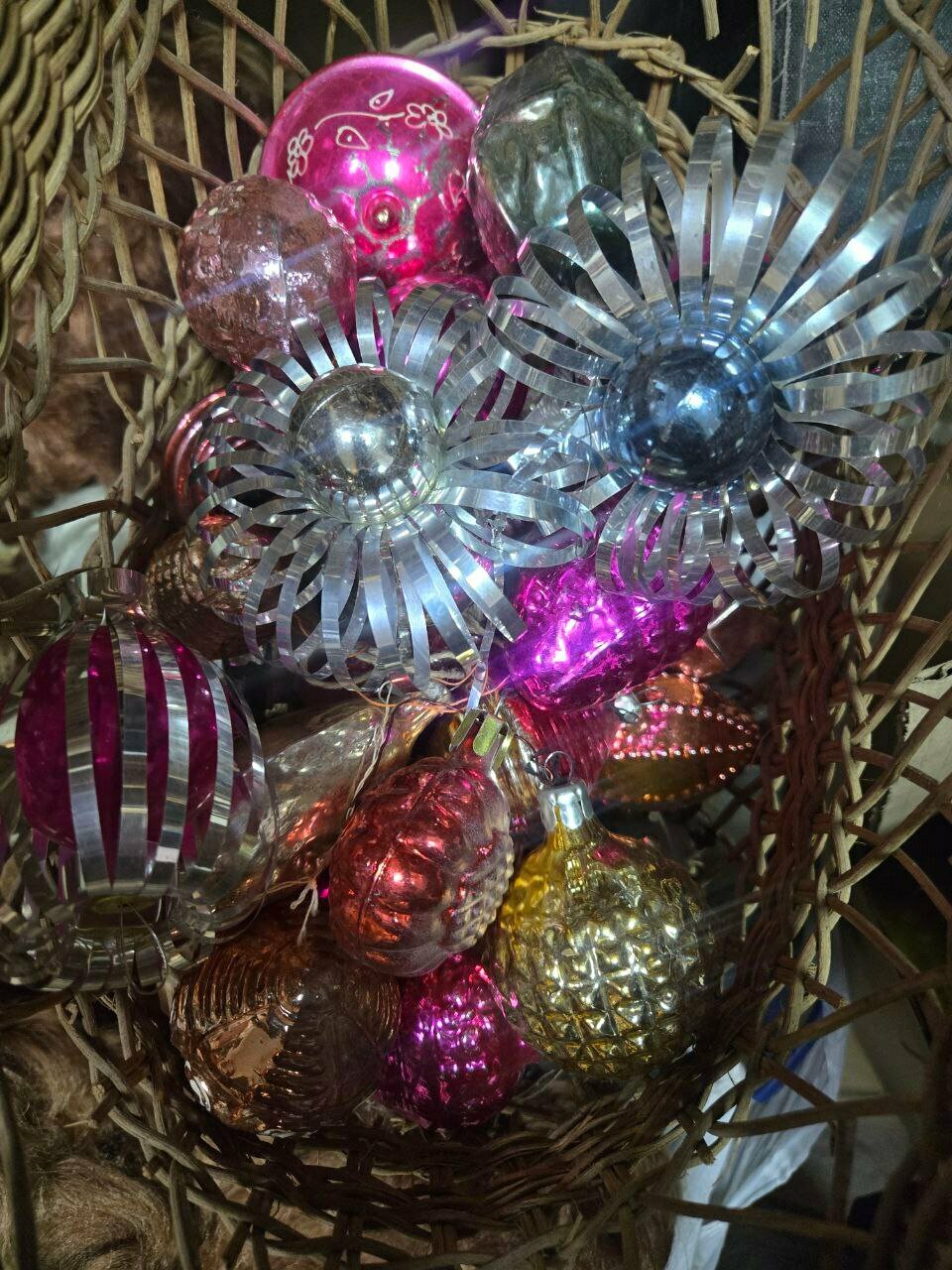 Елочная игрушка Случайная винтажная советская, стекло, СССР