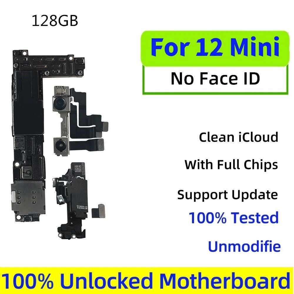Разблокированная материнская плата для iPhone 12 pro Max, материнская плата с Face ID, совместимая с 12 Mini 12 pro Clean iCloud, материнская плата с поддержкой 12mini-128GB Face ID