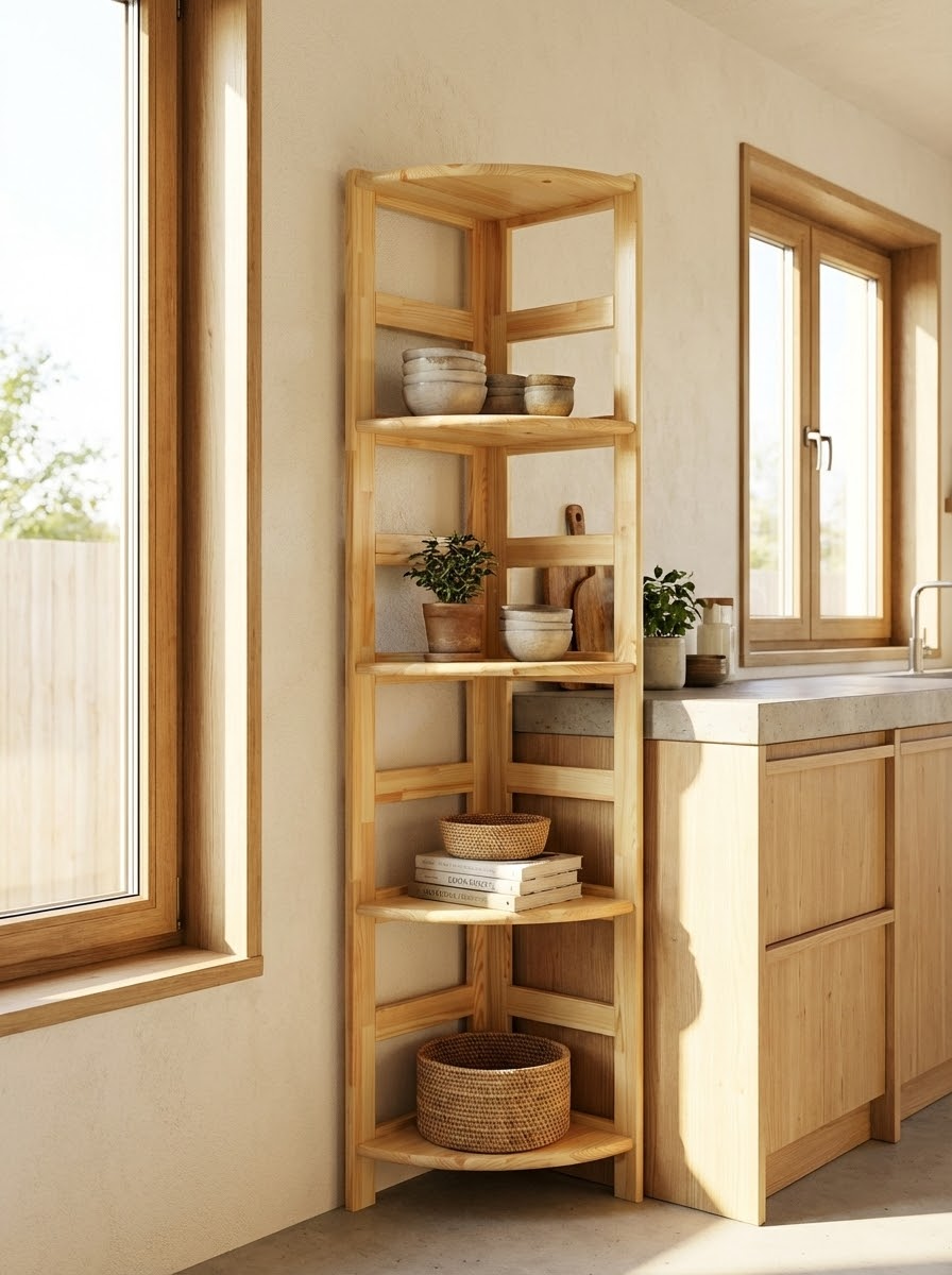 Стеллаж "Весури" из массива сосны, 5 полок, "33х33х157" без отделки