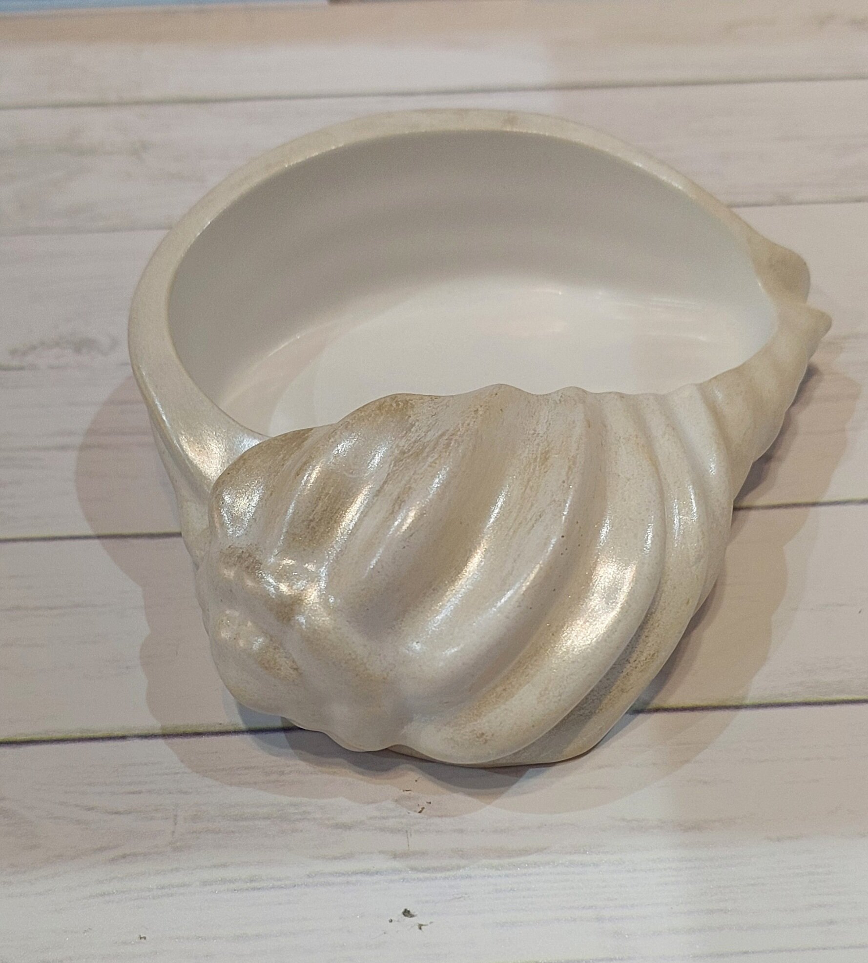 Ракушка декоративная, ручная работа, морская тематика, пескобетон, белая, 4x12x11 см