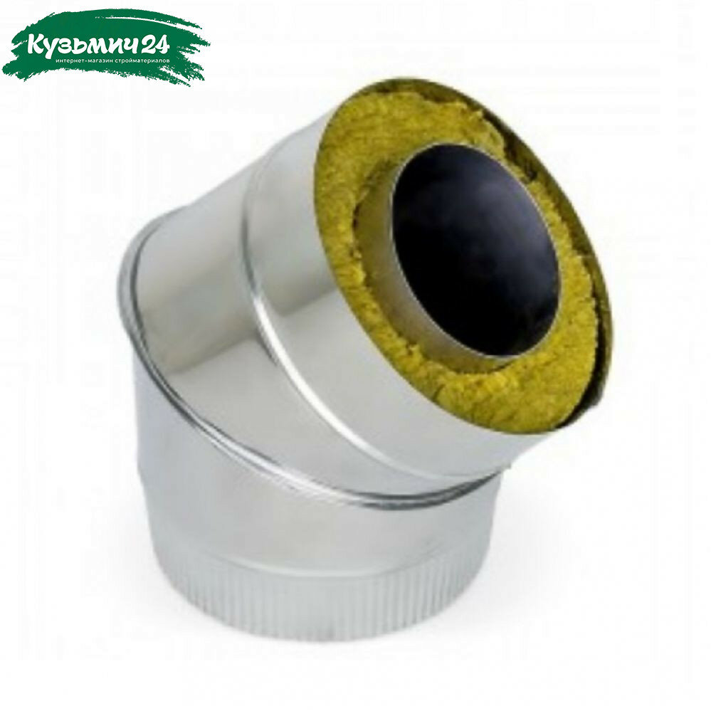 Отвод (угол) дымохода 200х280 мм, угол 45 гр, сталь 0.5 мм, сэндвич-конструкция