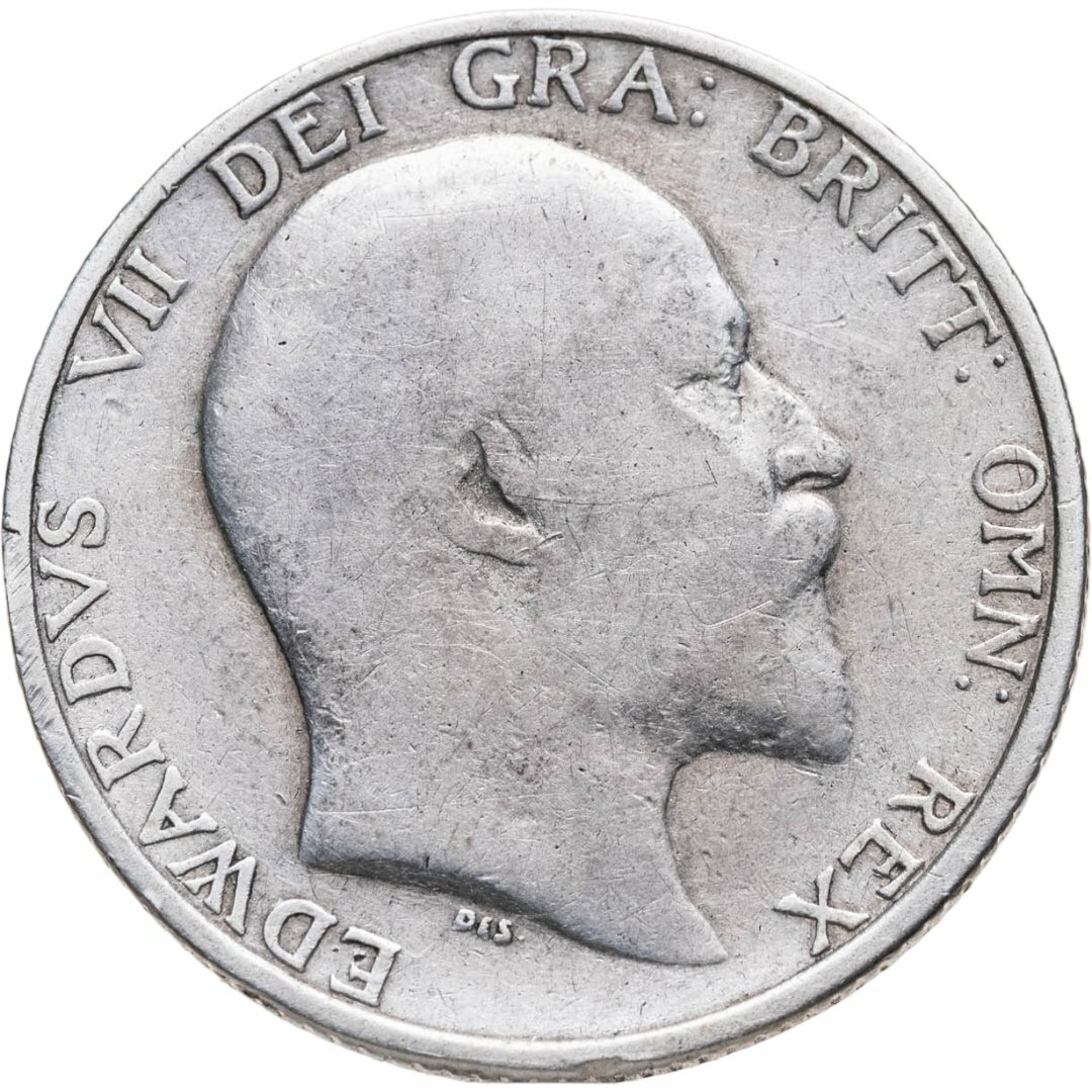 Великобритания 1 шиллинг shilling 1910, Серебро 925, в сохранности VF