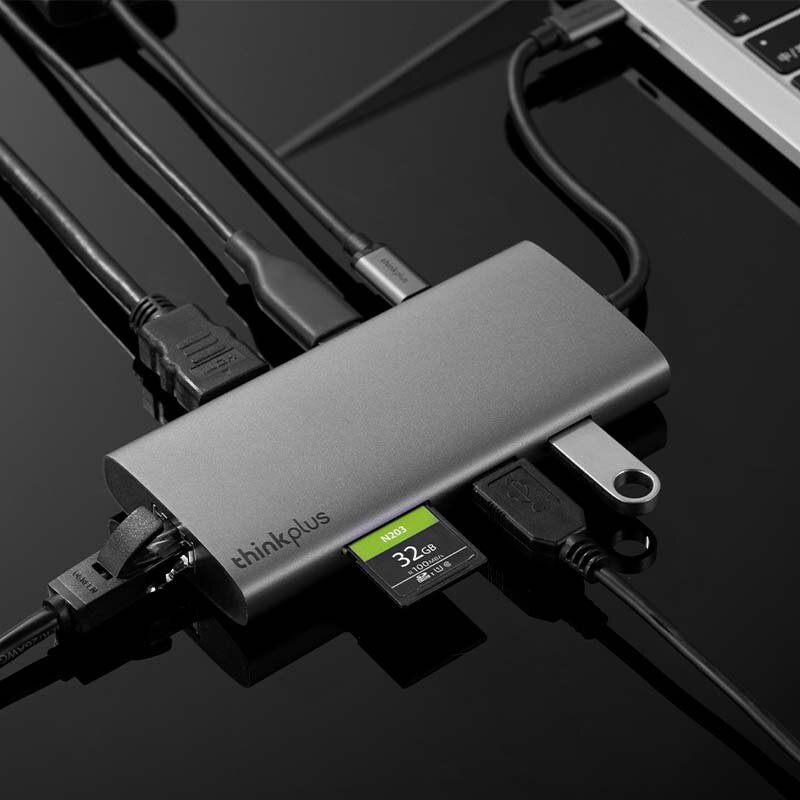 ThinkPad Lenovo Type-C Expansion Dock, USB Hub, RJ45 Gigabit Ethernet Adapter, HDMI Converter, PD Fast Charging, Laptop Expansion Dock, Metal LC07-R